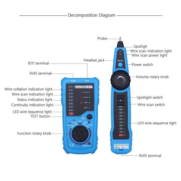 Jual Network Wire Tracker RJ45 RJ11 Cable Tester FWT11 Locator FWT-11 ...