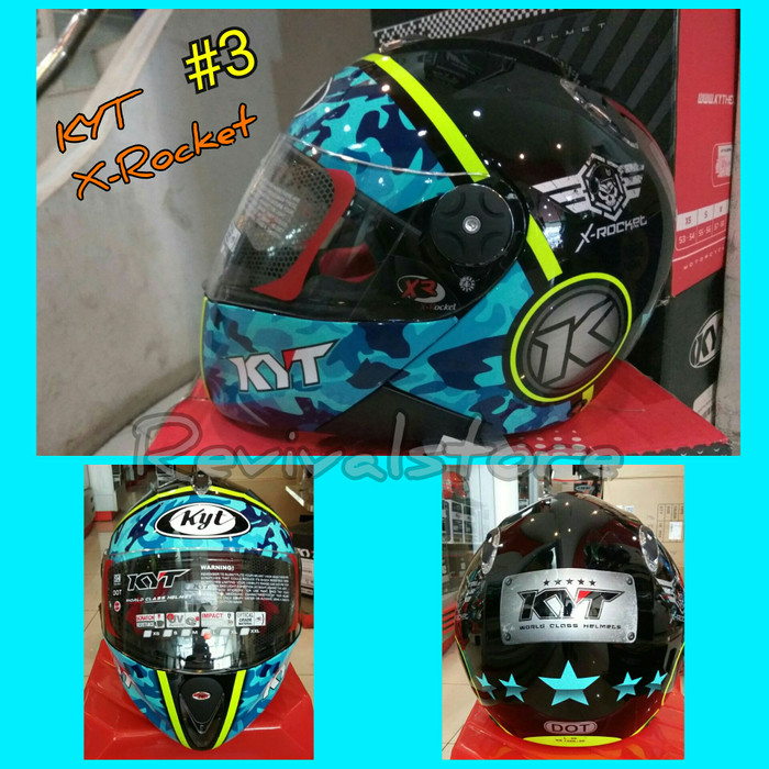 Jual Helm KYT X-Rocket Retro #3 black blue - Kota Tangerang - Revival ...