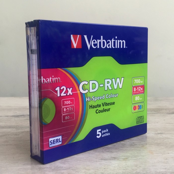 Jual CD-RW Verbatim Single Pack (5 pcs) 12X 700 MB Slim Case - Jakarta ...