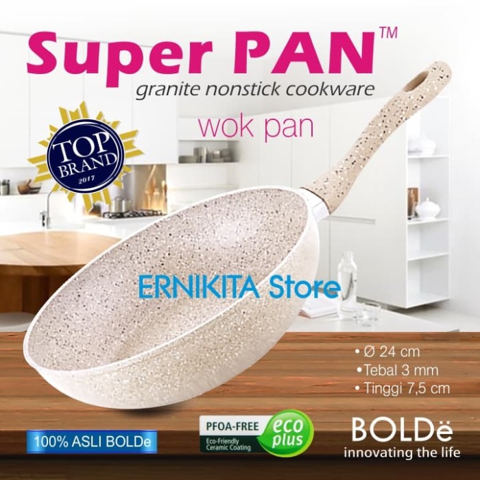 Jual SUPER PAN BOLDe | WOK PAN 24 CM GRANITE COATING | FREE BUBBLE ...