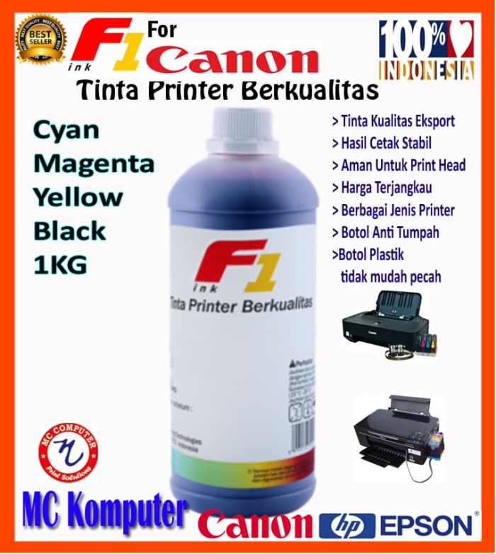 Jual Tinta Printer F1 Ink for Canon Pixma IP 2770, IP 1980 CMYK 1 KG ...