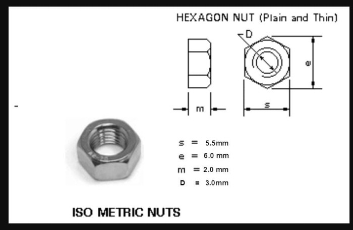 Jual hexagon nut Mur m3 3mm - Kota Tasikmalaya - TSMAERO | Tokopedia