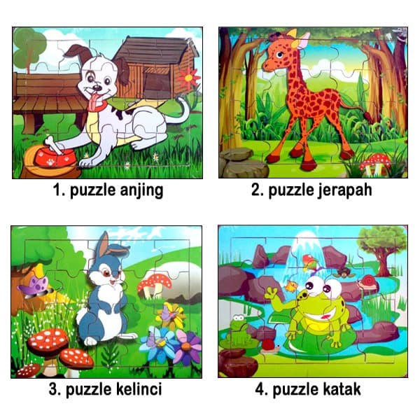 Jual Puzzle Kayu Jigsaw Gambar Binatang - Puzle Mainan Edukasi Kayu ...