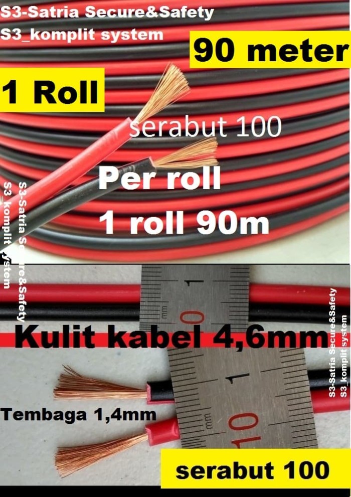 Jual Merah Hitam Kabel serabut NYZ 2 X 100 90m 1roll listrik Audio ...
