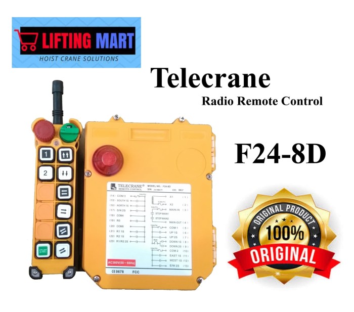 Jual F24-8D Telecrane Remote Wireless 8 Point Double Speed For Hoist ...