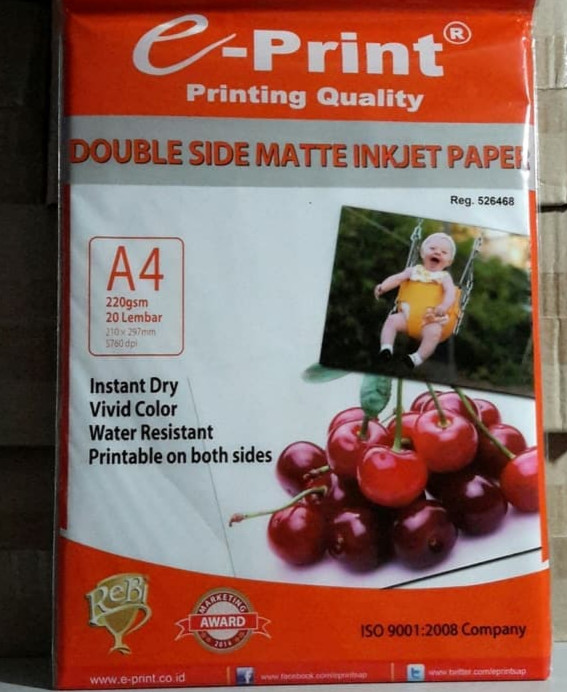 Jual Eprint Photo Paper Double Side Matte Inkjet Paper A4 220gsm ...