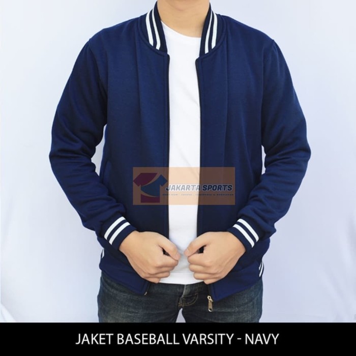 Jual JAKET BASEBALL FULL NAVY RESLETING - PRIA WANITA MURAH DISTRO ...