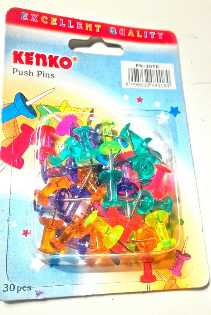 Jual Kenko Color Trans Push Pins / Paku Pin Warna PN-30TR isi 30 Buah ...