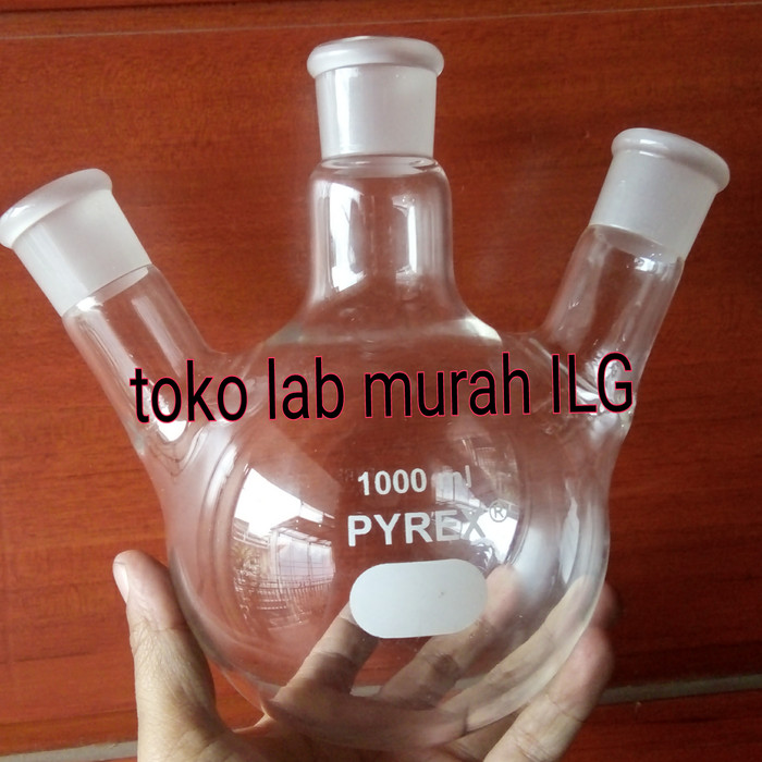 Jual Boiling 3 neck/labu bulat leher 3,1000ml merek pyrex - Kab ...