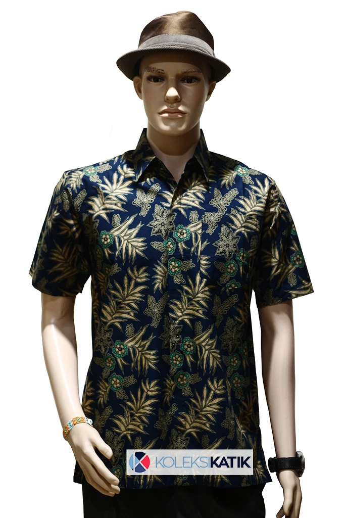 Hem Batik Motif Bambu Cilik - Navy