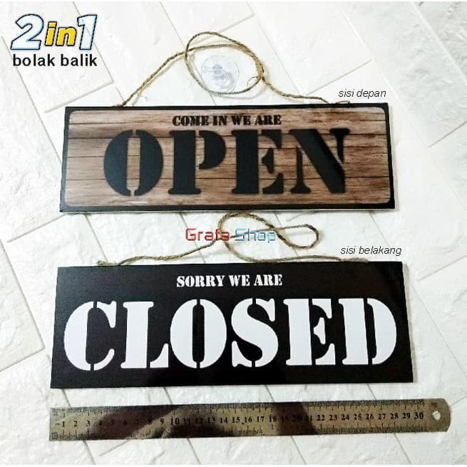Jual Sign Board Tulisan OPEN CLOSE ( buka tutup ) kayu MDF - Kota ...