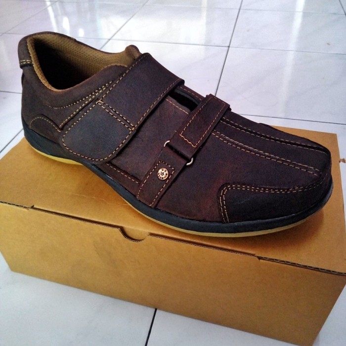 Jual Sepatu casual pria slip on kulit asli coklat tua pantofel fantovel ...