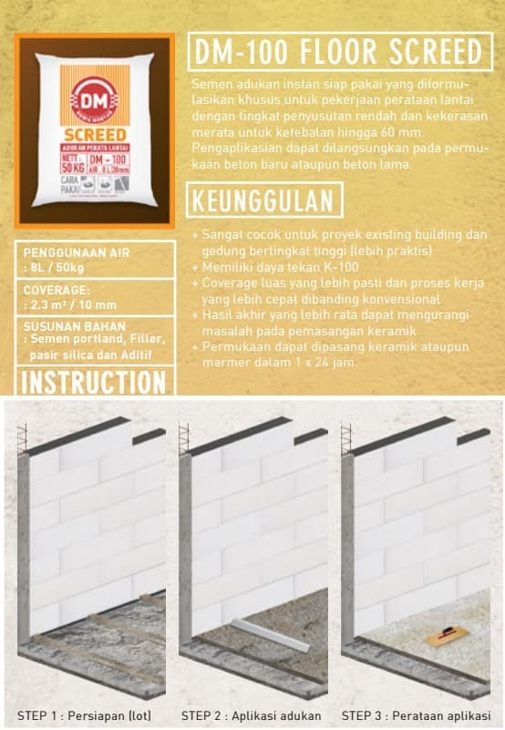 Jual DUNIA MORTAR Floor Screed Semen Instan Perata Lantai DM100 ...