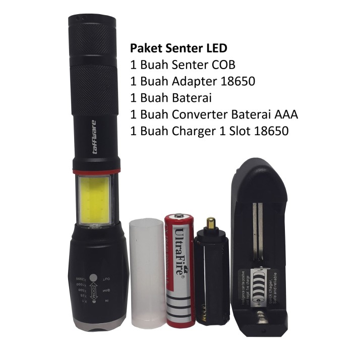 Paket Senter LED Torch Multifungsi Cree XM-L T6 + COB 8000 Lumens ...