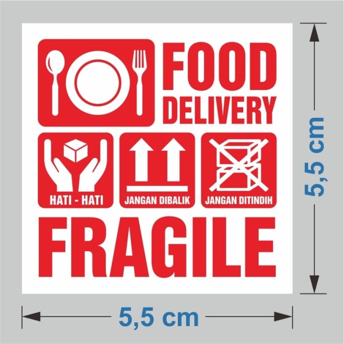 Jual Sticker Food Delivery Stiker Makanan Fragile 5,5 x 5,5 cm (100 pcs ...