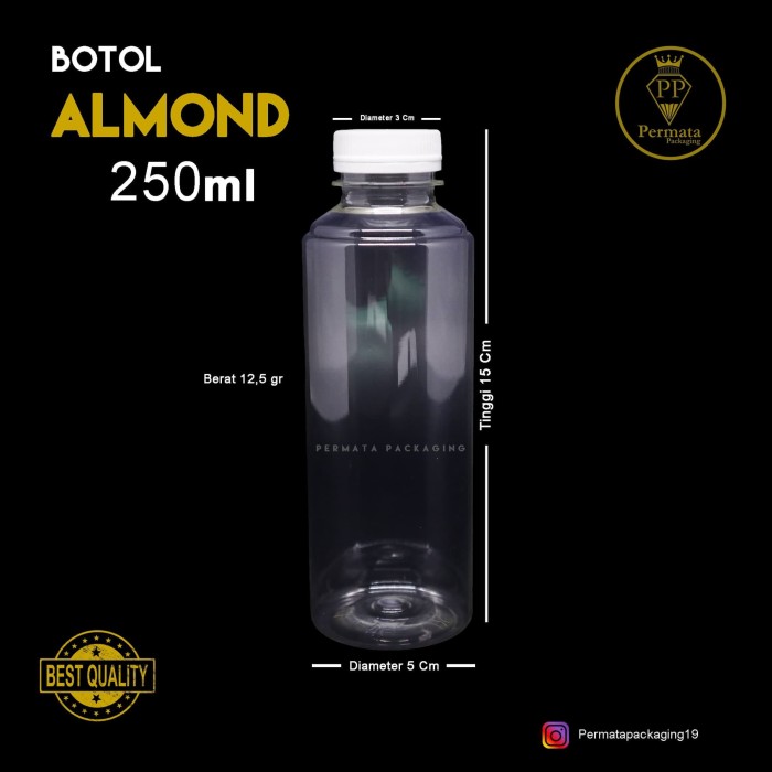 Jual Botol Plastik / Botol Almond 250 ml - Hitam - Kota Depok - Permata ...