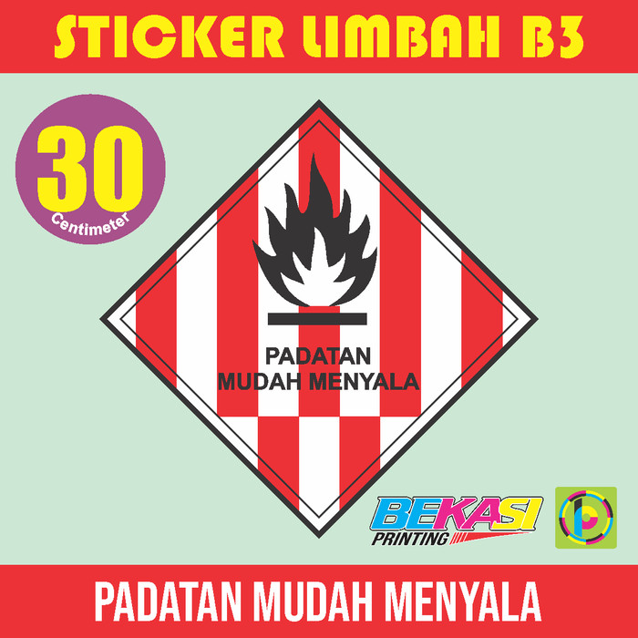 Jual Sticker K3 Safety Sign Limbah B3 PADATAN MUDAH MENYALA Uk. 30 cm ...