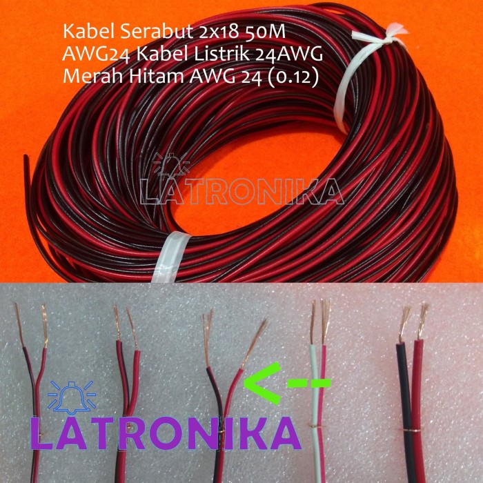 Jual Kabel Serabut 2x18 50M AWG24 Kabel Listrik 24AWG Merah Hitam AWG 24 - Jakarta Barat ...