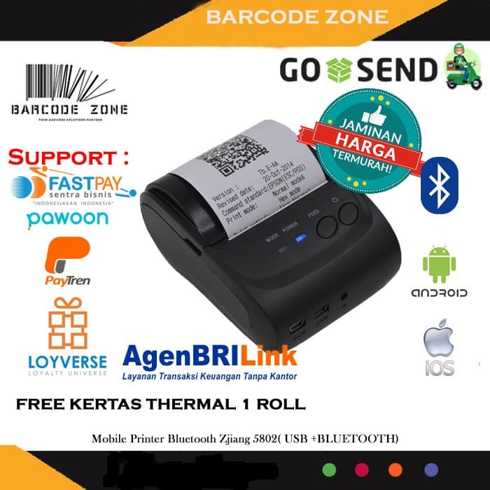 Jual MOBILE PRINTER BLUETOOTH THERMAL RECEIPT PPOB/KASIR 58MM IWARE ZJ-5802 - Jakarta Pusat ...