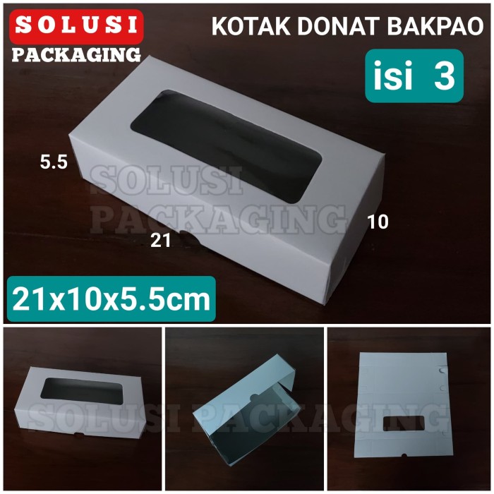 Jual KARDUS DONAT BAKPAO ISI 3 PUTIH POLOS/KOTAK KUE ROTI/DUS ROTI DOS ...