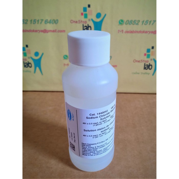 Jual HACH 1440042 Sodium Chloride Standard Solution 1000 µS/cm cap 100 ...