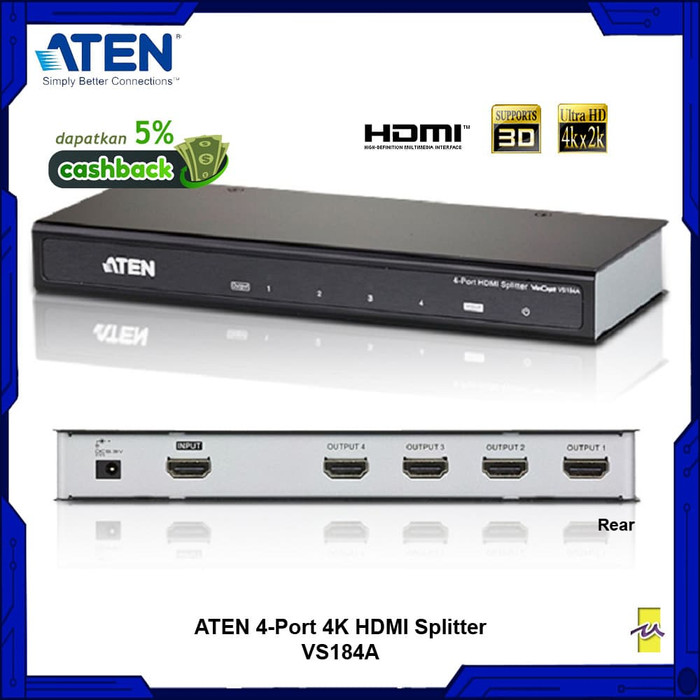 Jual ATEN HDMI Splitter 4-Port (VS184A) - Kota Bandung - Ultima | Tokopedia