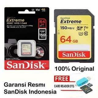 Jual MEMORI KAMERA MEMORY CAMERA SD SDHC CARD SANDISK EXTREME 64 GB ...