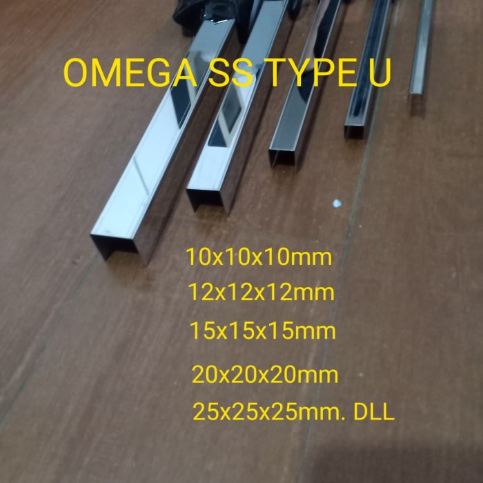 Jual U MIRROR 10x10x10mmx305cm T:0.8mm OMEGA LIST LIS U STAINLESS STEEL ...