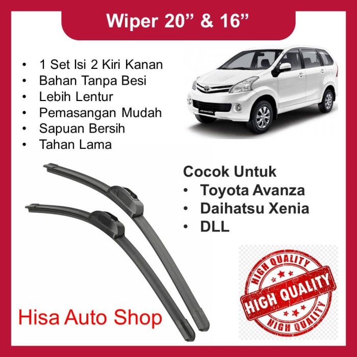 Jual Wiper Avanza Xenia Depan 20 Dan 16 Inchi - Kab. Bekasi - Hisa Auto Shop | Tokopedia
