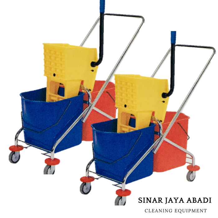 Jual Double Bucket Mop Press Wringer 46 L / Ember dengan Pemeras (Besi ...