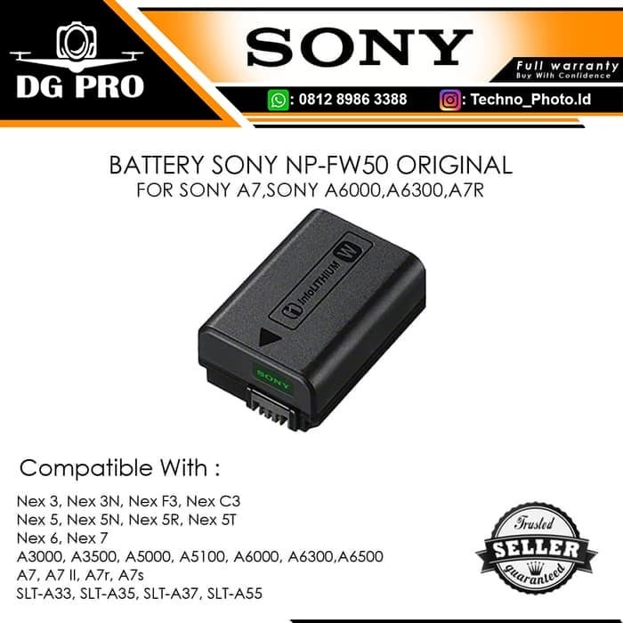 Jual BATTERY SONY NP-FW50 ORIGINAL - BATERAI SONY A7,SONY A6000,A6300,A7R - Jakarta Pusat - DG ...