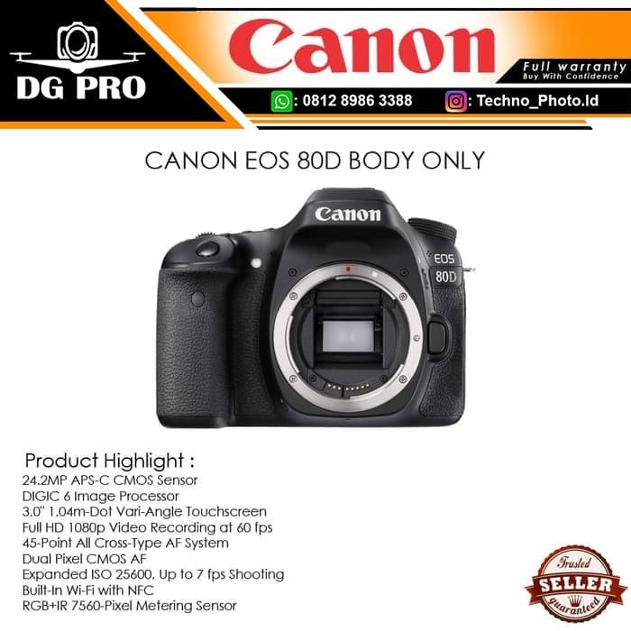 Jual CANON EOS 80D BODY ONLY - KAMERA DSLR CANON EOS 80D BO - Jakarta ...
