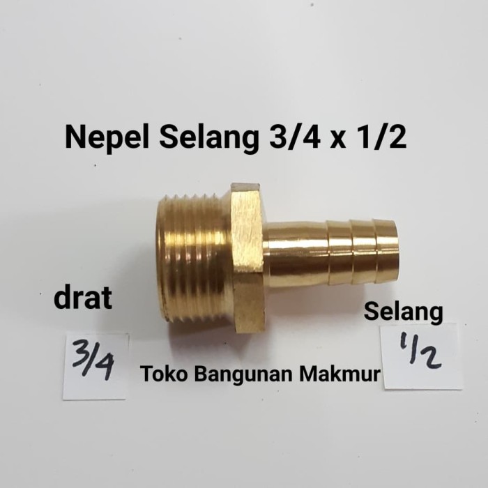 Jual Nepel Selang Drat Luar 3/4"x1/2" / Sambungan Kuningan 3/4" × 1/2" - Jakarta Selatan - toko ...