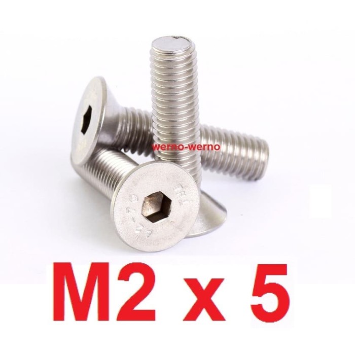 Jual Baut L Flat Head M2x5 Stainless Countersunk M2*5 2mm x 5mm Hex ...