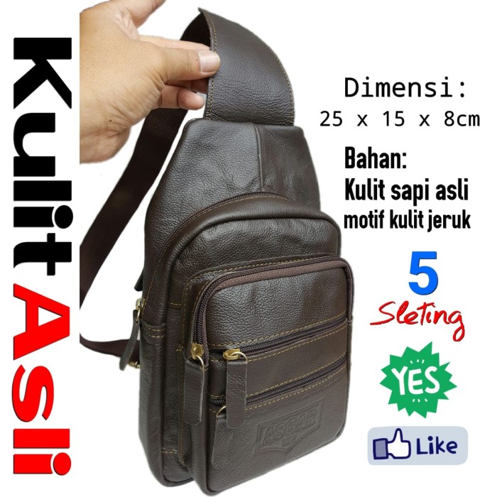 Jual TAS SELEMPANG PRIA KULIT ASLI SLING BAG COWOK BODYPACK SLEMPANG ...