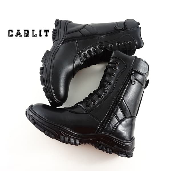 Jual Sepatu Kerja Lapangan PDL WAN Carlit Kulit Sintetis Warna Hitam ...