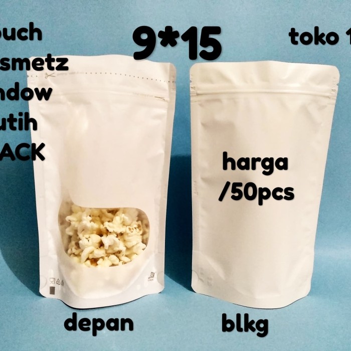 Jual standing pouch window putih matte 150gr/9x15cm isi 50pcs merk ...