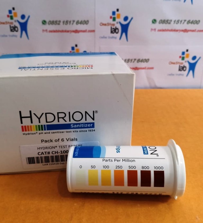 Jual Chlorine test strip 0-1000 ppm 100 strips/vial HYDRION Cat. CH ...