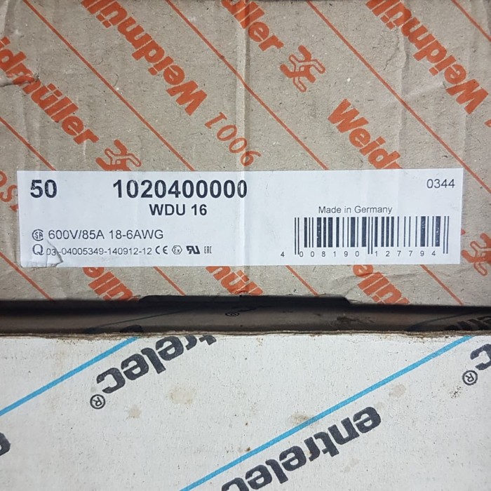 Jual Terminal Weidmuller WDU 16 WDU16 600V 85A AWG 18 to 6 - Jakarta ...