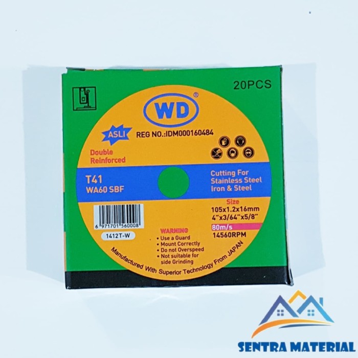 Jual MATA GERINDA POTONG/CUTTING WHEEL WD UKURAN 105X1.2X16 - Kab ...