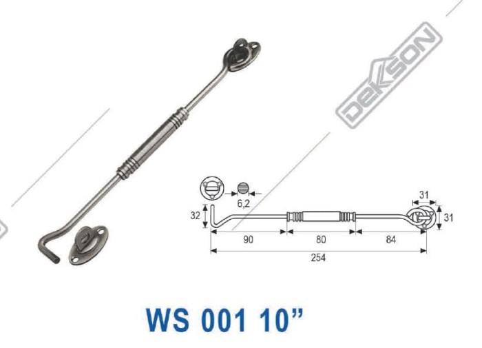 Jual WINDOW STAY DEKKSON WS 001 10" SSS Hak Angin Kait Jendela 10 Inch ...