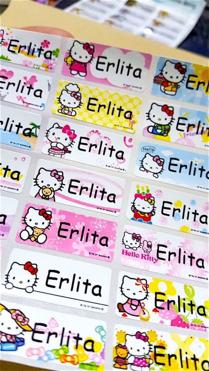 Jual sticker label nama waterproof Hello Kitty 2 - Kab. Tangerang ...