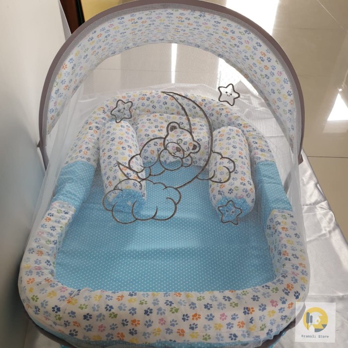 Jual Kasur Bayi/ Baby Matras merk Omiland set kelambu warna biru ...