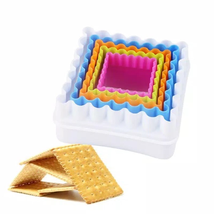 Jual Cetakan cookies fondant ring cutter rainbow square kotak persegi ...
