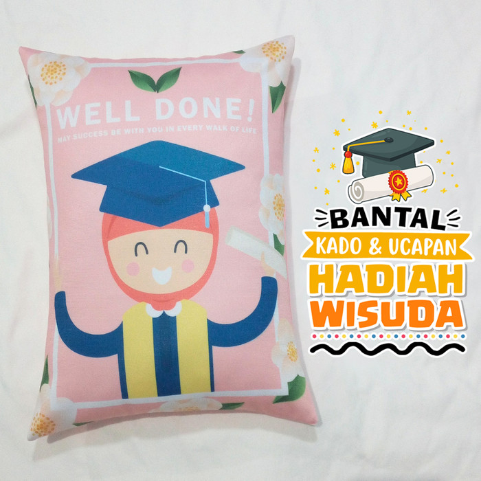 Jual Bantal Kado & Hadiah Wisuda Wanita Hijab 30x40cm - Ready - NO PO ...