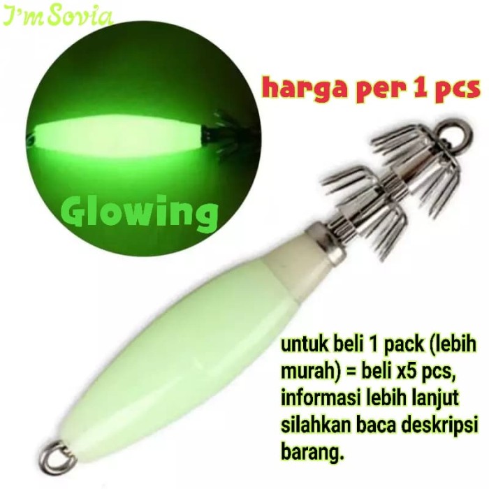 Jual umpan cumi Model Apollo luminous - menyala - squid lure jig hook ...