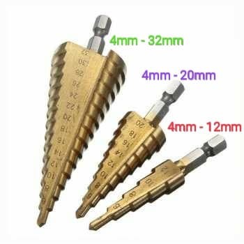 Jual Mata Bor BESAR 3pcs HSS Cone Step Drill Spiral Hole Saw Metal ...