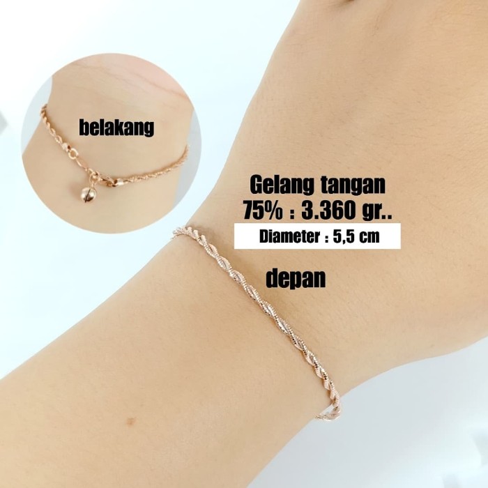 Jual Rantai Tangan Emas / Mas Rosegold 75% Berat 3.360 Gr Diameter 5 ...