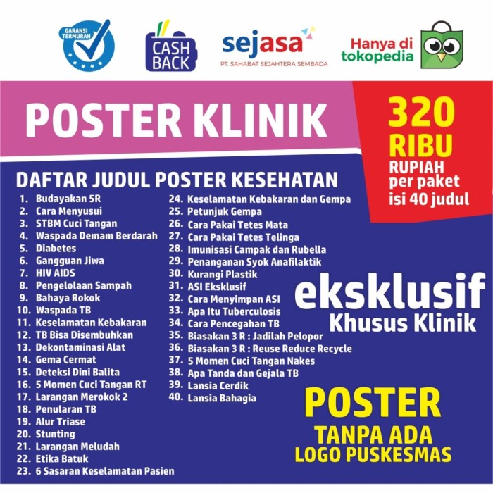 Jual Paket Poster Klinik - Kab. Sleman - Syafana | Tokopedia