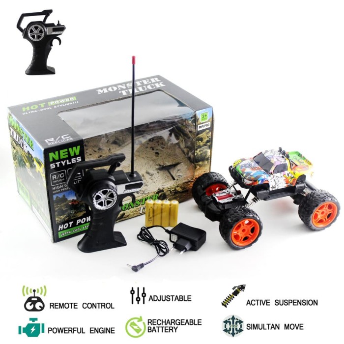 Jual Mainan Mobil Remot Kontrol RC Offroad Monster Garafiti Climbing ...